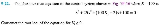 Solved 9-22. The characteristic equation of the control | Chegg.com
