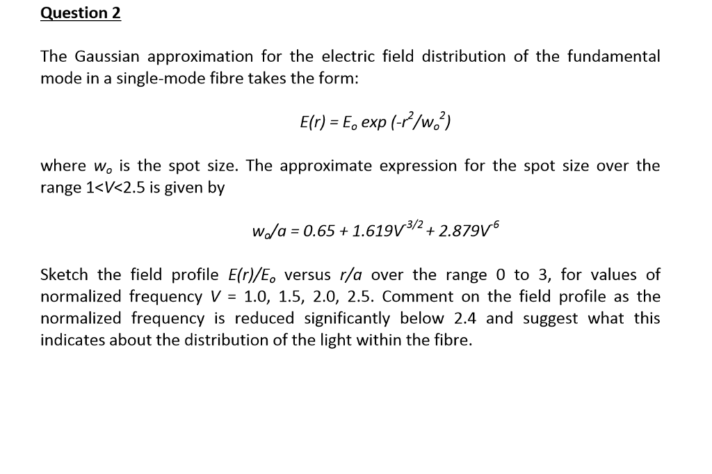 Solved Question2 The Gaussian Approximation For The Electric