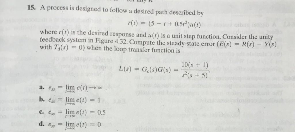 Solved 15. A process is designed to follow a desired path | Chegg.com