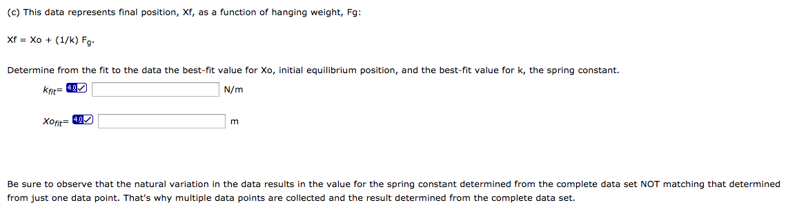 Solved Use EXCEL to plot the final position of the spring Xf | Chegg.com