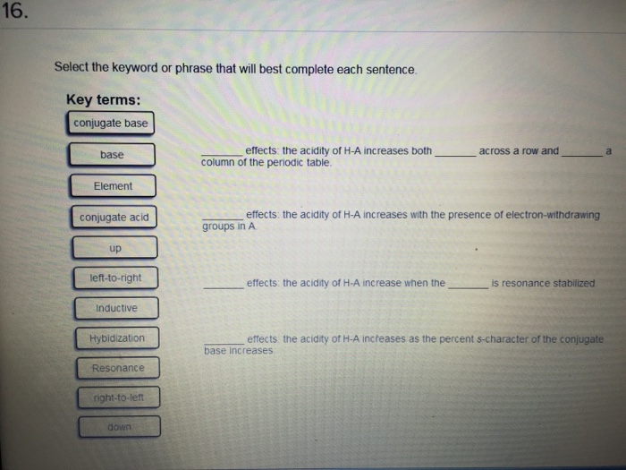 Solved select the keyword or phrase that will best complete | Chegg.com