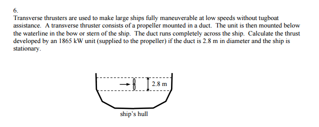 Transverse thrusters are used to make large ships | Chegg.com