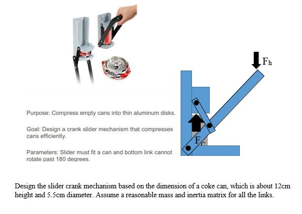 Design the slider crank mechanism based on the | Chegg.com