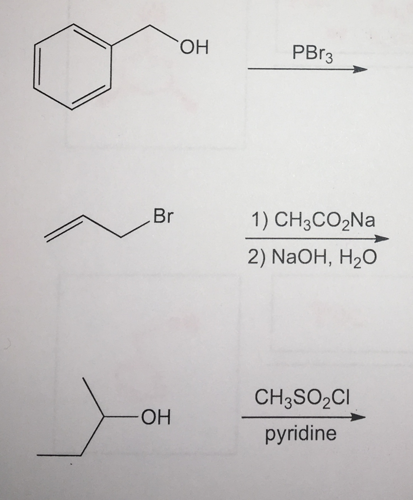 Solved OH PBr3 Br 1) CH 2) NaOH, H20 CH3SO2Cl OH pyridine | Chegg.com