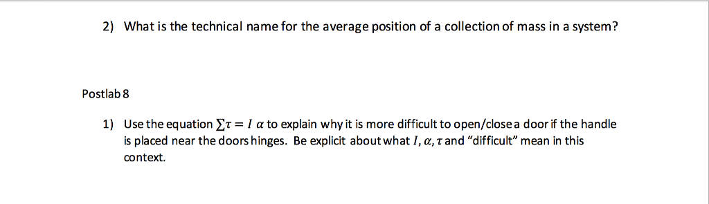 Solved What Is The Technical Name For The Average Position Chegg