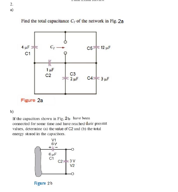 Solved 2. a) Find the total capacitance Cr of the network in | Chegg.com
