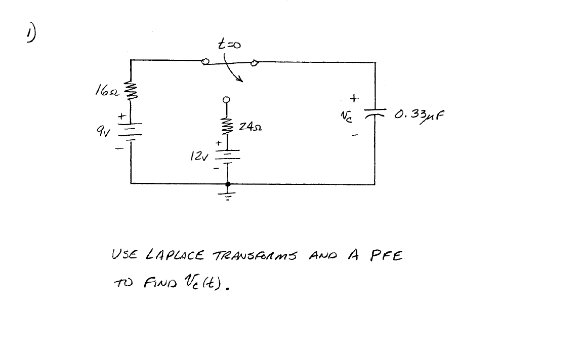 Solved USE LAPLACE TRANSFORMS AND A PFE TO FIND Vc(t). | Chegg.com