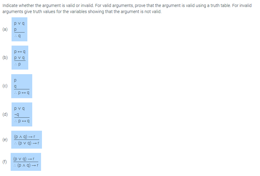 Solved Indicate Whether The Argument Is Valid Or Invalid