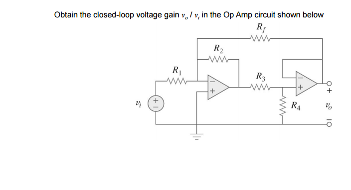 Solved Obtain the closed-loop voltage gain v_0/v_i in the Op | Chegg.com