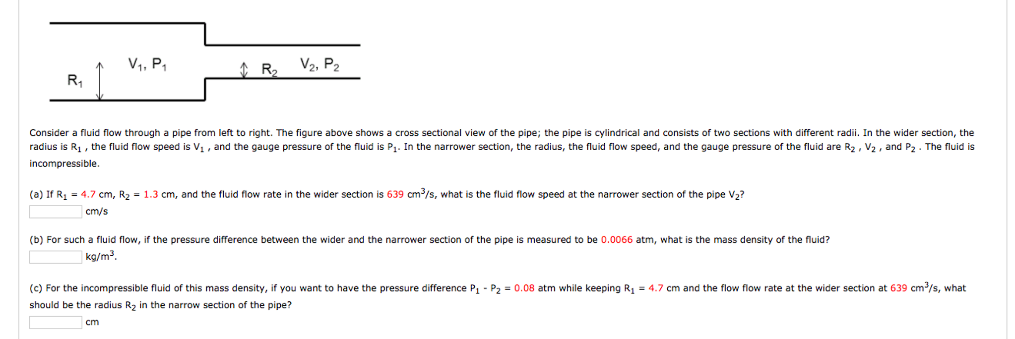 Solved Consider a fluid flow through a pipe from left to | Chegg.com