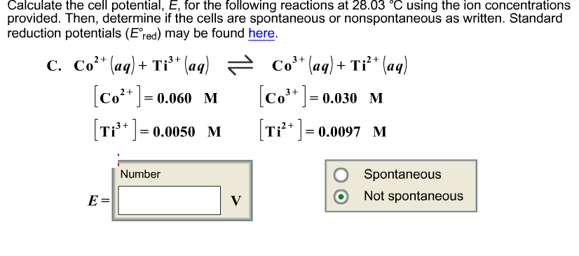 Solved Calculate The Cell Potential E For The Following