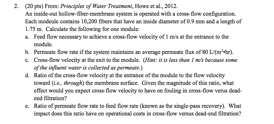 Principles of Water Treatment, Howe et al., 2012. An | Chegg.com