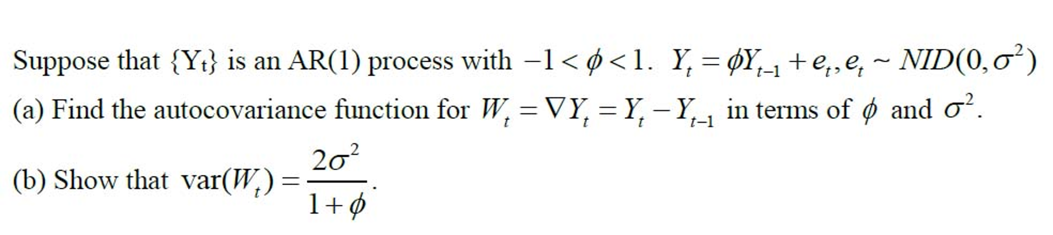 Solved Suppose that {Y_t} is an AR(1) process with -1