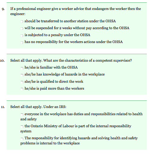 Solved 1. Select all that apply. The OHSA applies to: | Chegg.com