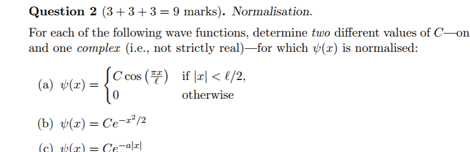 Solved For each of the following wave functions, determine | Chegg.com