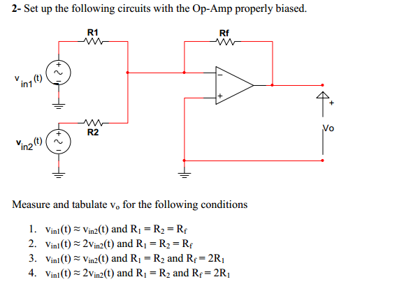Solved 2- Set up the following circuits with the Op-Amp | Chegg.com