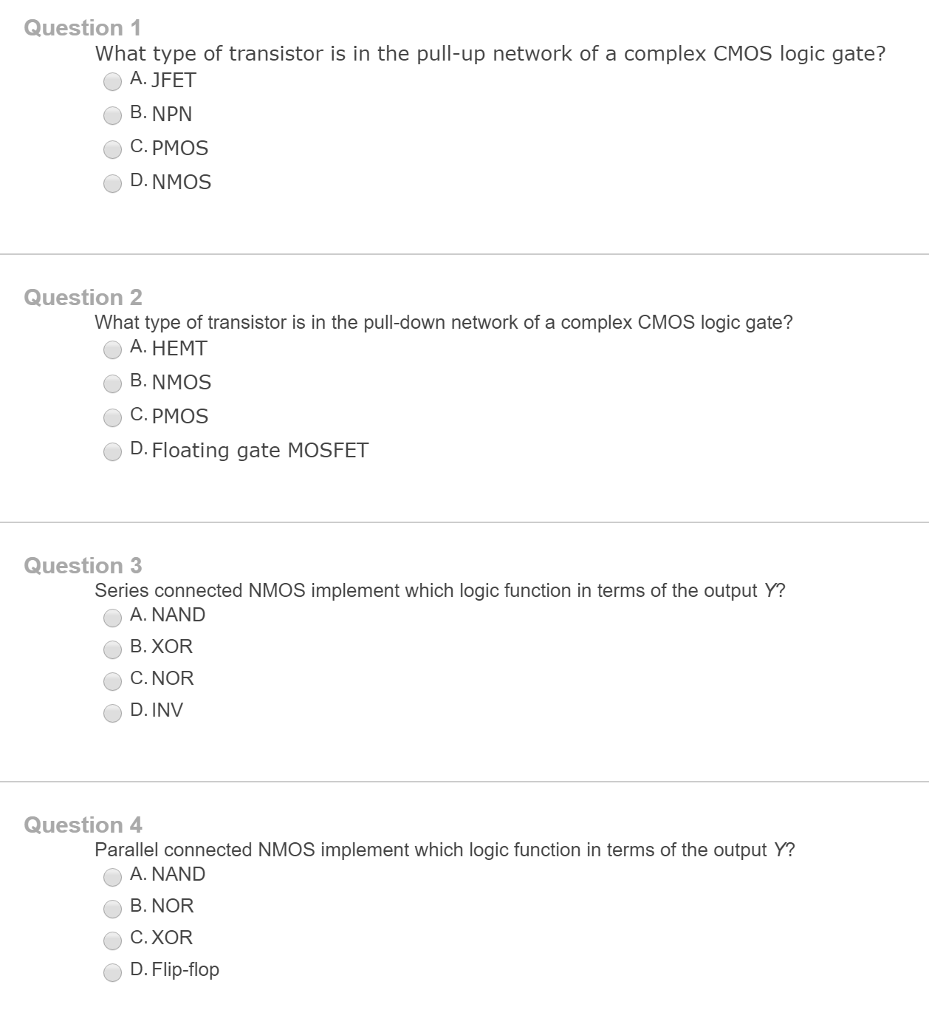 Solved What type of transistor is in the pull-up network of | Chegg.com