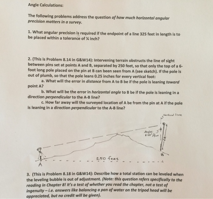 Angle Calculations: The following problems address | Chegg.com