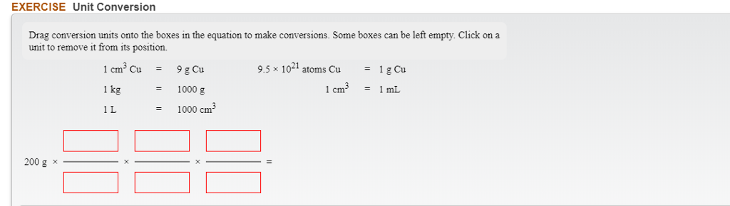 EXERCISE Unit Conversion Drag conversion units onto | Chegg.com