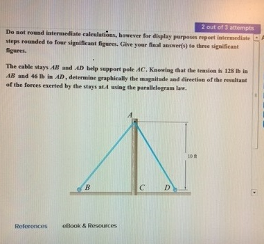 Solved The cable stays AB and AD help support pole AC. | Chegg.com