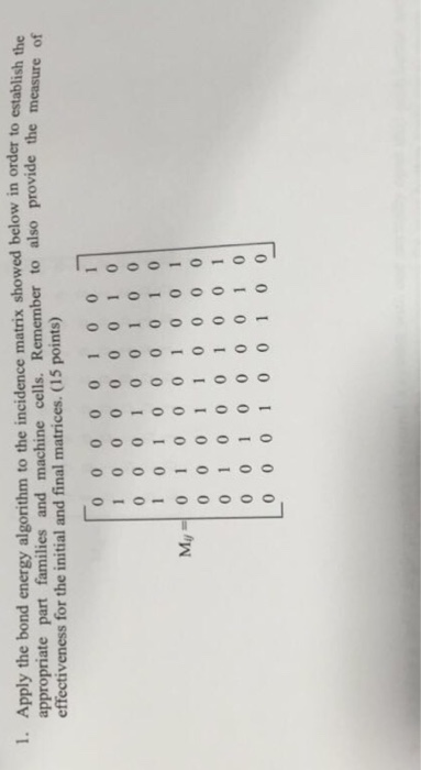 Solved Apply The Bond Energy Algorithm To The Incidence 