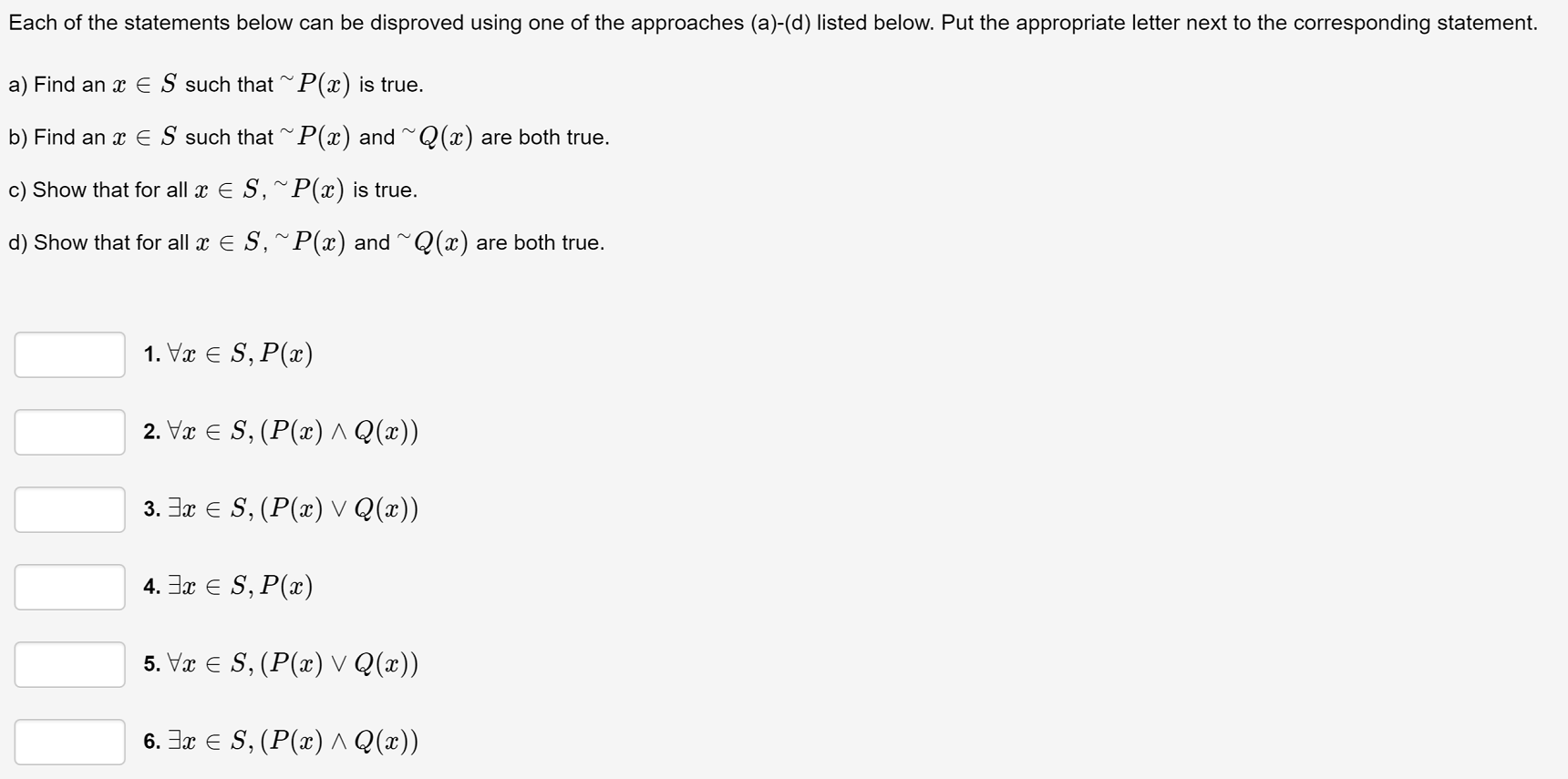 Solved Each of the statements below can be disproved using | Chegg.com