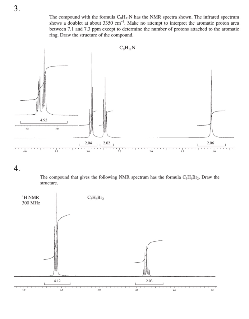 Solved 50 Name Section HW5 The NMR spectrum is shown for a | Chegg.com