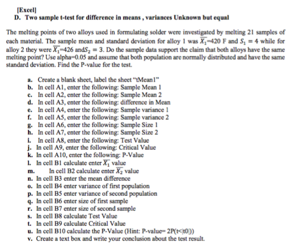 Solved B Two Sample Hypothesis Test To Compare The 8076