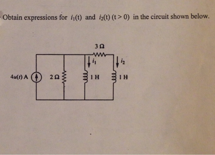 Solved Obtain expressions for i1(t) and i2(t) (t > 0) in the | Chegg.com Solved Obtain expressions for i1(t) and i2(t) (t > 0) in the | Chegg.com