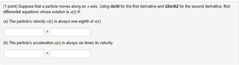 Solved (1 point) Suppose that a particle moves along an | Chegg.com