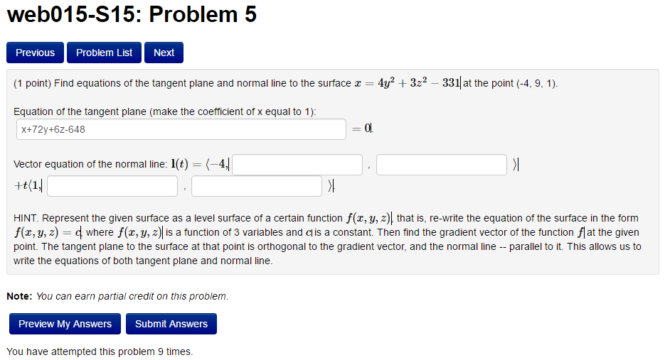Solved web015-S15: Problem 5 Previous Problem List Next (1 | Chegg.com