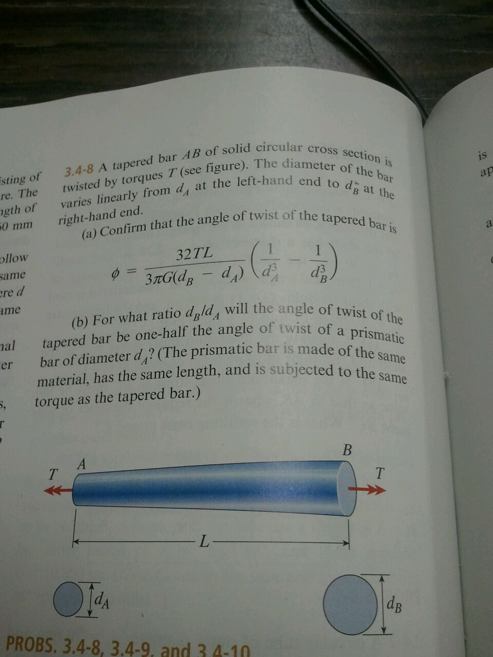 Solved A taprered bar AB of solid circular cross section is | Chegg.com