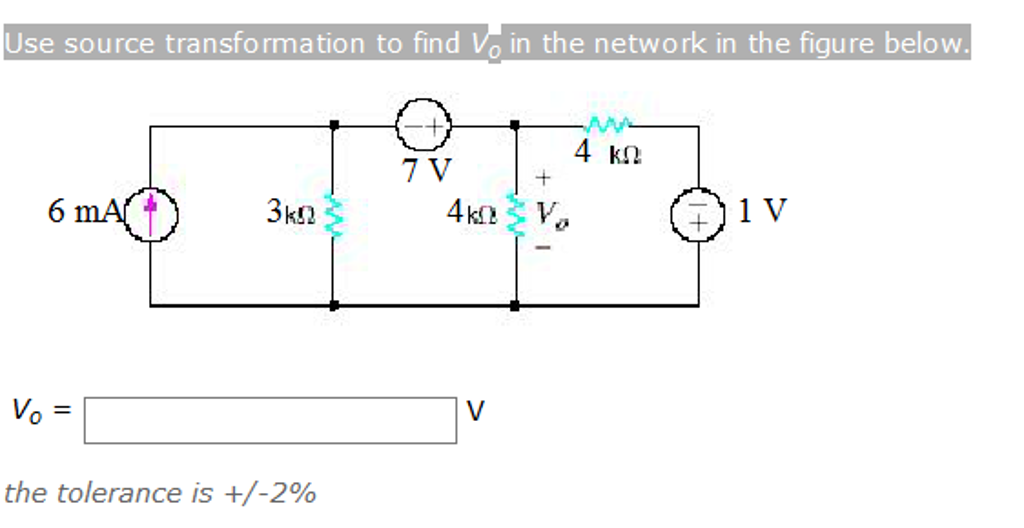 Solved Use source transformation to find V_0 in the network | Chegg.com