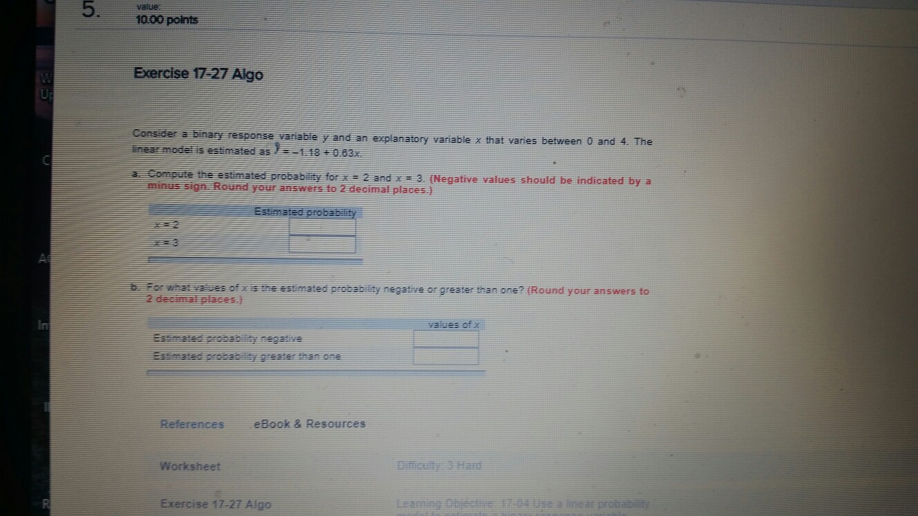 Solved value 10.00 points Exercise 17-27 Algo a binary | Chegg.com