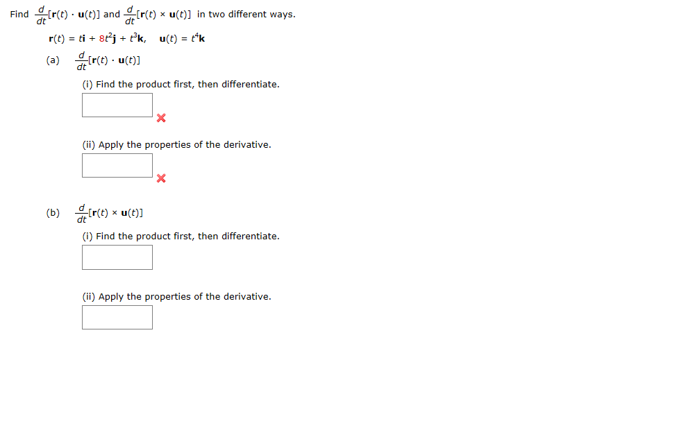 Solved Find d/dt [r(t) middot u(t)] and d/dt [r(t) times | Chegg.com
