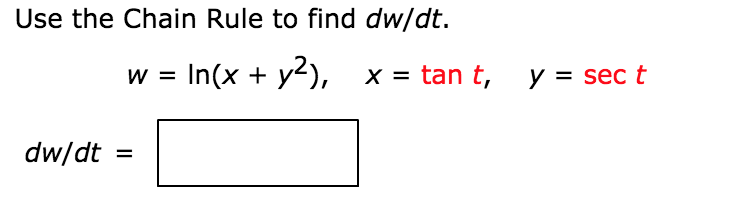 Solved Find dw/dt using the appropriate Chain Rule.Evaluate | Chegg.com