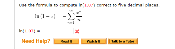 Solved Use the formula to compute ln(1.07) correct to five | Chegg.com