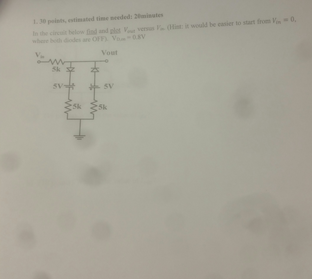Solved In the circuit below find and plot V_out versus V_in. | Chegg.com