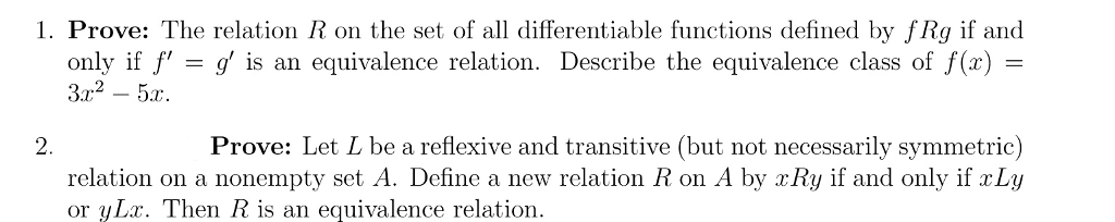 Solved 1. Prove: The relation R on the set of all | Chegg.com