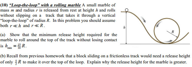 Solved "Loop-the-loop" with a rolling marble A small marble | Chegg.com