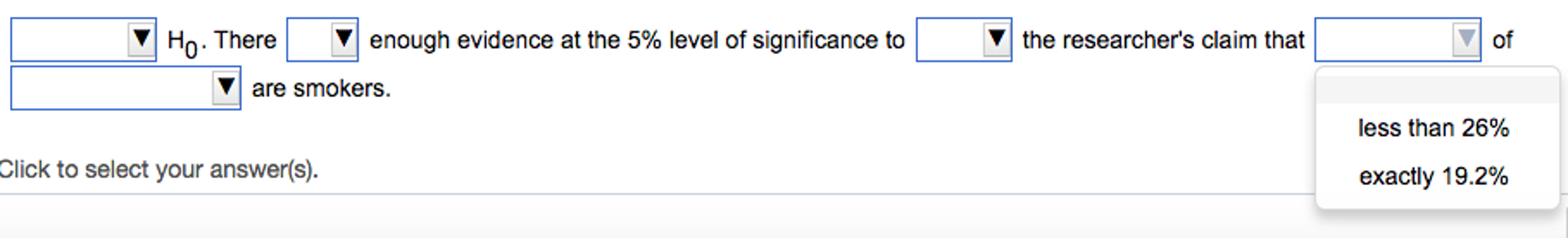 Solved A medical researcher says that less than 26?% of | Chegg.com