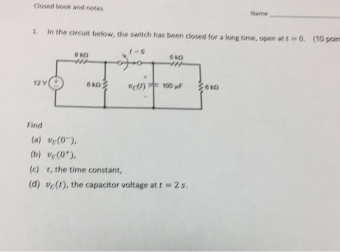Solved In the circuit below, the switch has been closed for | Chegg.com