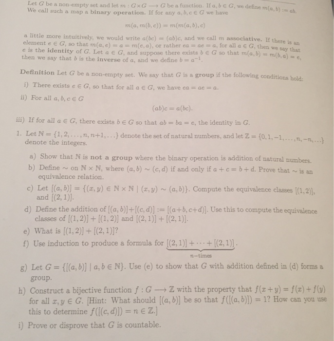 Solved Let G be a non-empty set and let m : G×G → G be a | Chegg.com