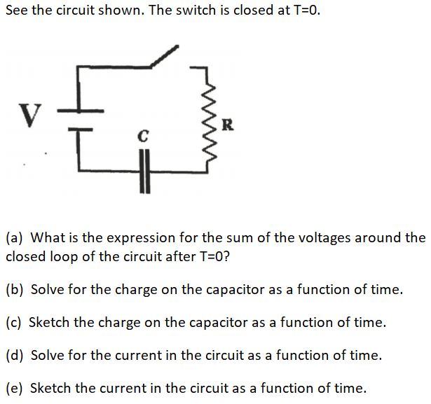 Solved See the circuit shown. The switch is closed at T=0. | Chegg.com