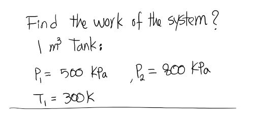 Solved Find the workof the system? 1 ㎡ Tank; | Chegg.com