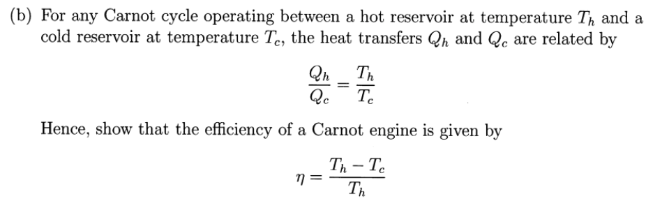 Solved For any Carnot cycle operating between a hot | Chegg.com