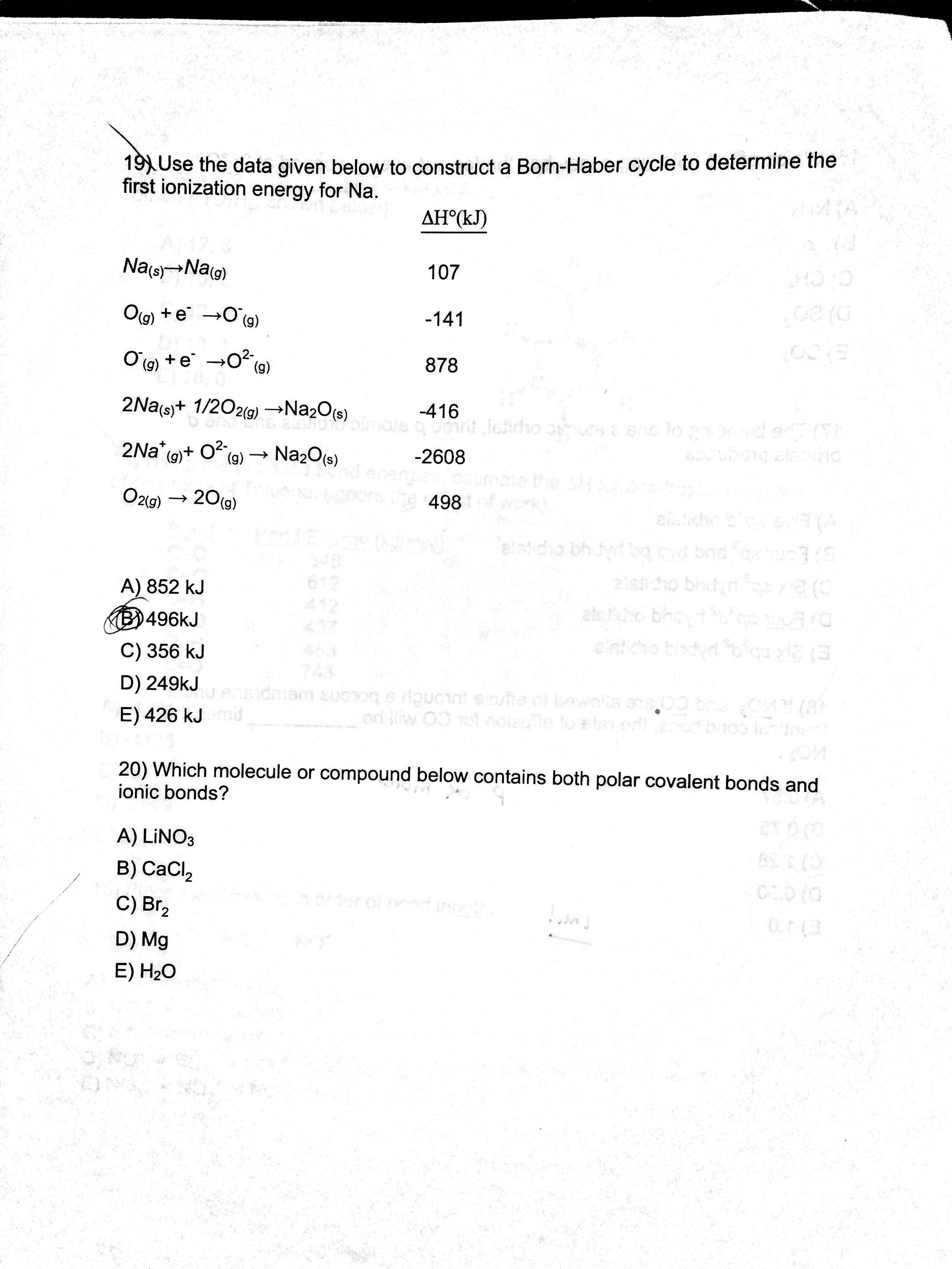 Solved 19 Use the data given below to construct a Born-Haber | Chegg.com