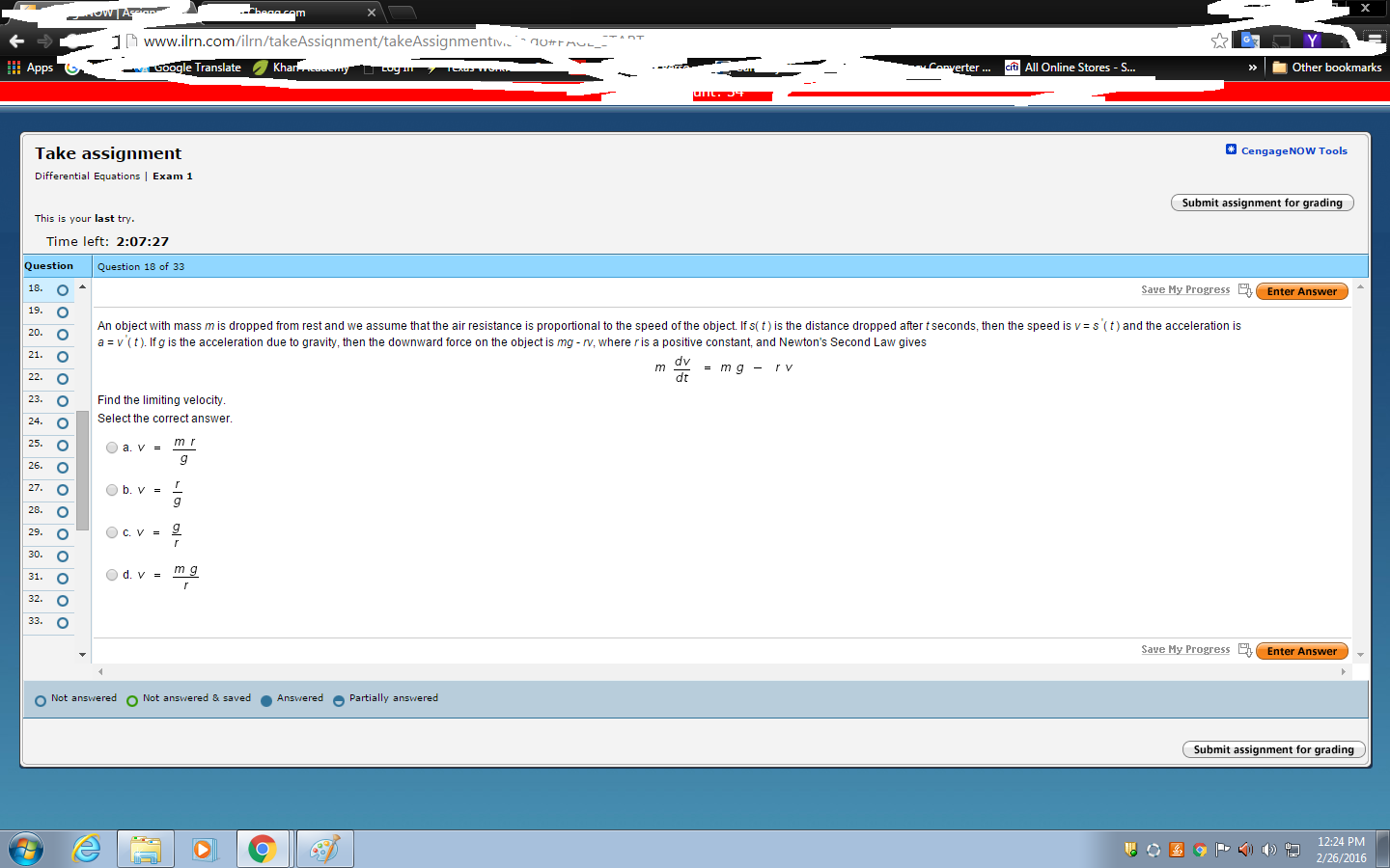 Solved An object with mass m is dropped from rest and we | Chegg.com