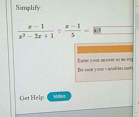 Solved Simplify x - 1/x^2 - 2x + 1/x - 1/5 = | Chegg.com