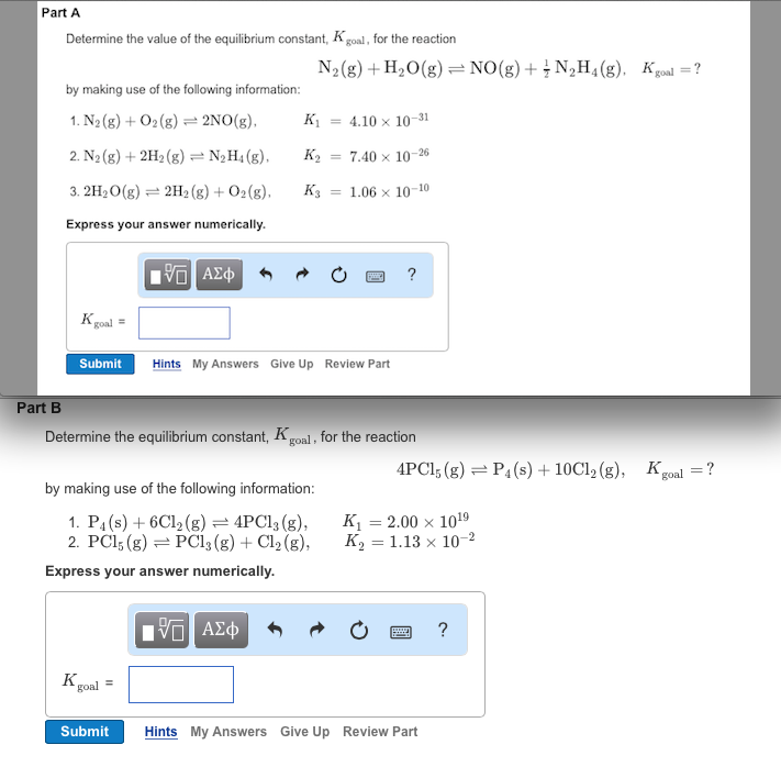 Solved Part A Determine the value of the equilibrium | Chegg.com